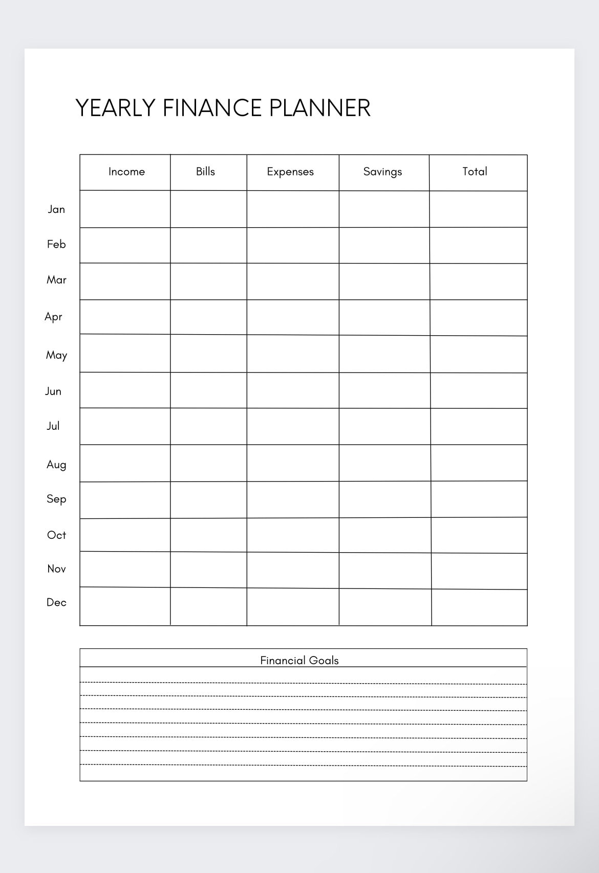 Yearly Finance Planner,annual Finance Tracker,financial Planner,yearly ...