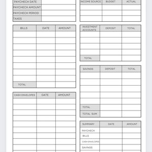 Grey Paycheck Budget,biweekly Budget ,finance Binder,expense Tracking ...