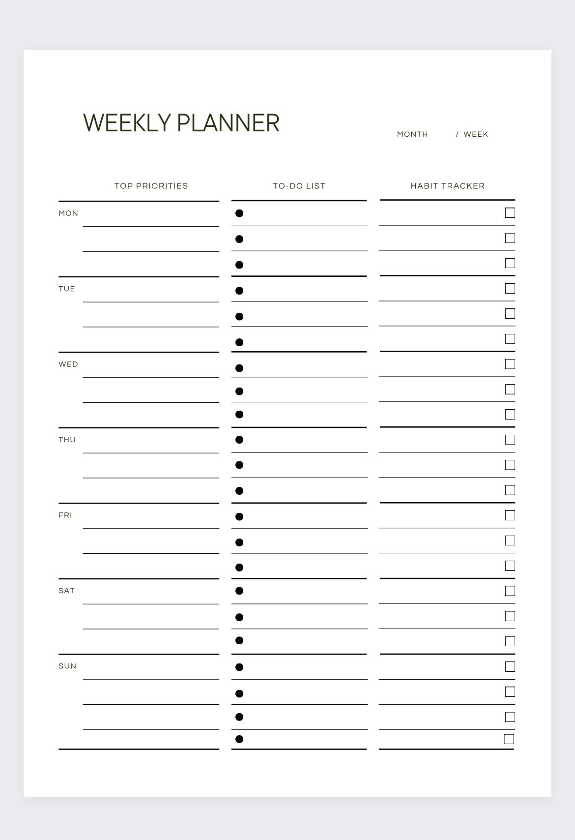 Weekly Planner Printable,daily Weekly Planner,day at a Glance,day to ...