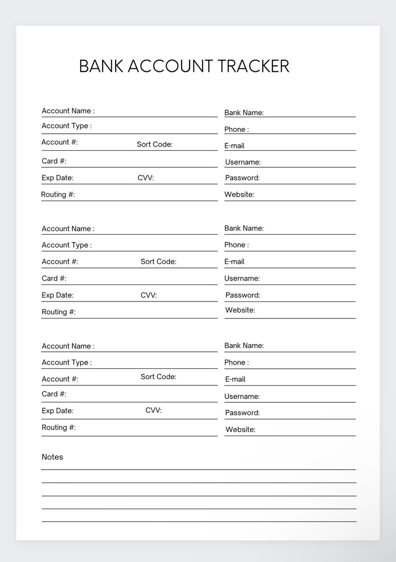 Bank Account Tracker,bank Account List,bank Account Details,finance ...