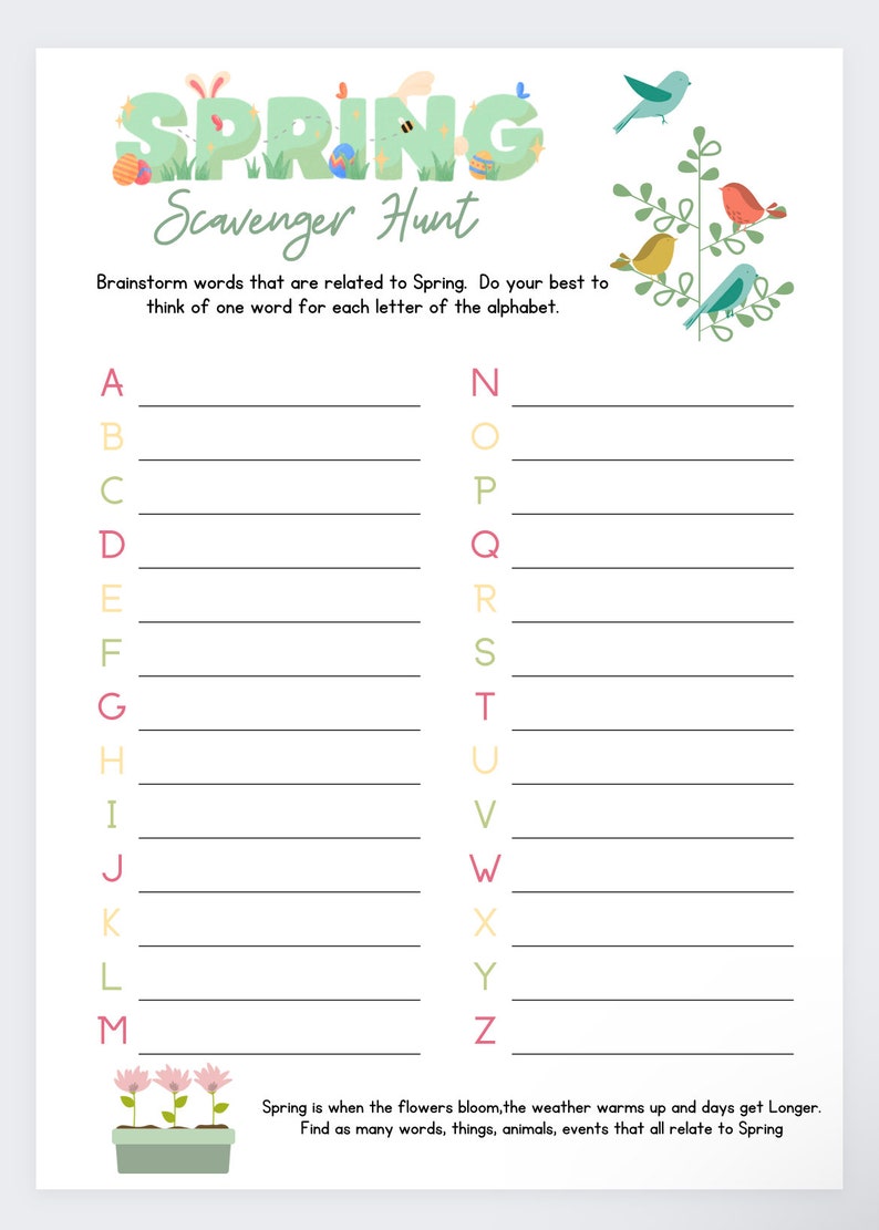 Spring Scavenger Hunt,easter Activities,spring Fun,kids Spring ...