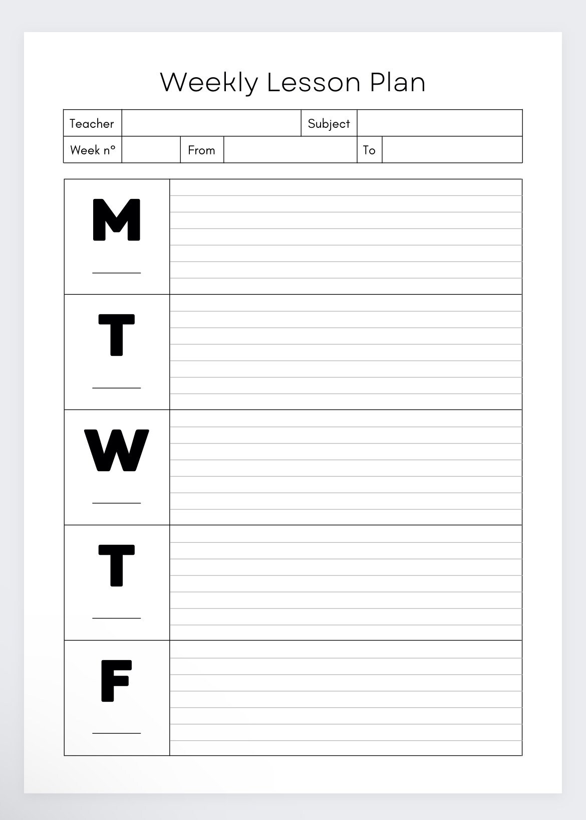 Lesson Plan Template,lesson Planner Printable,homeschool Teacher ...