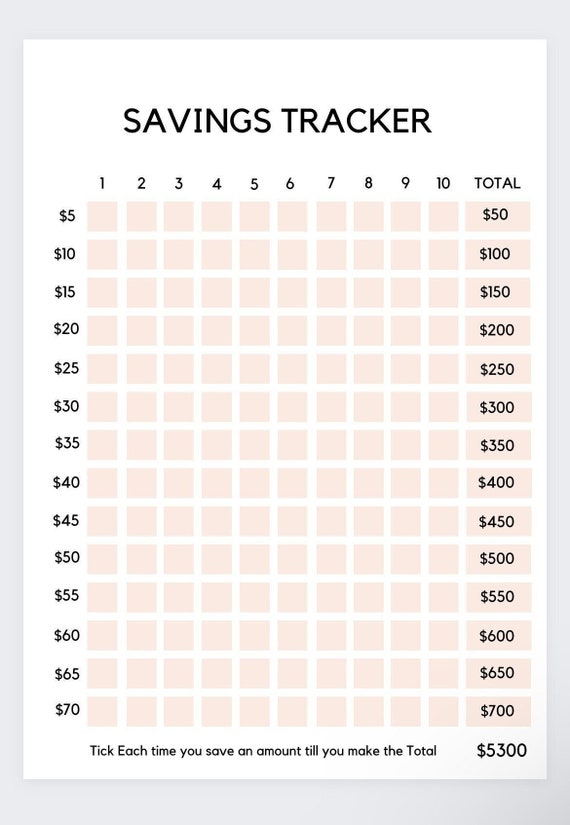 Print Blank Money Saving Chart