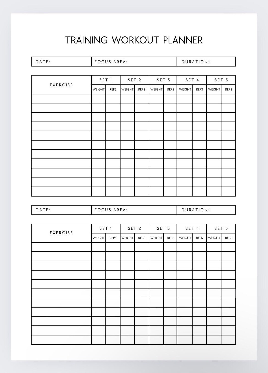 Training Workout Planner,workout Planner,fitness Planner,training ...