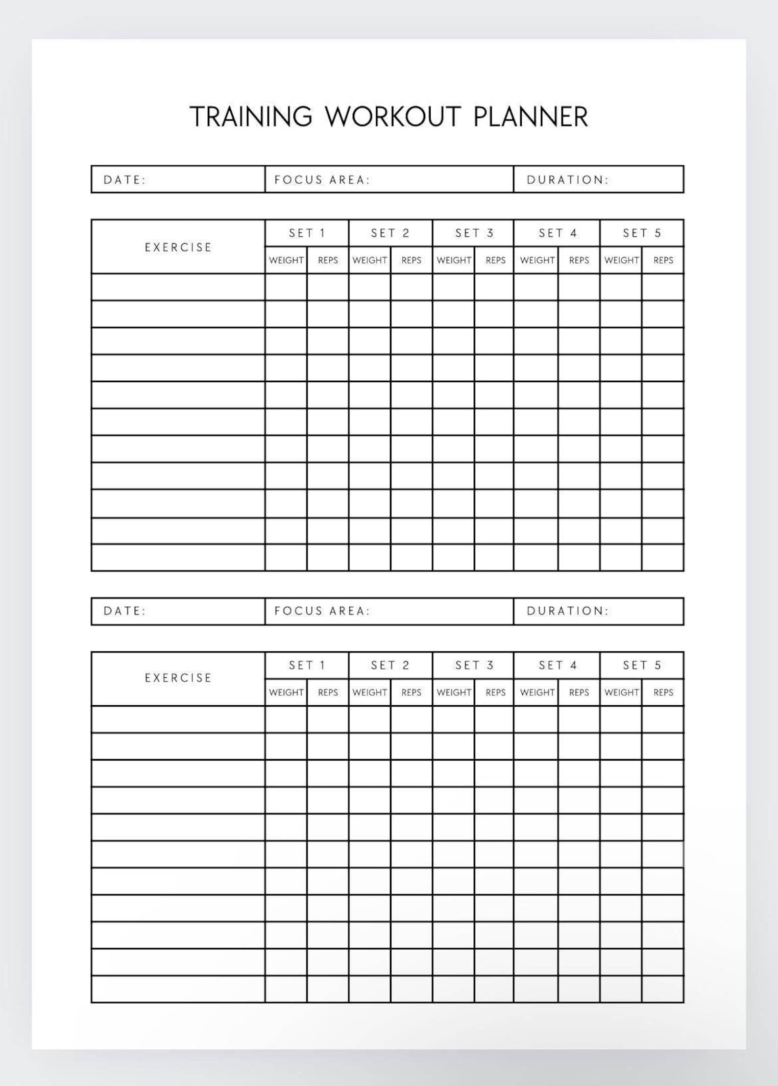 Training Workout Planner,workout Planner,fitness Planner,training ...