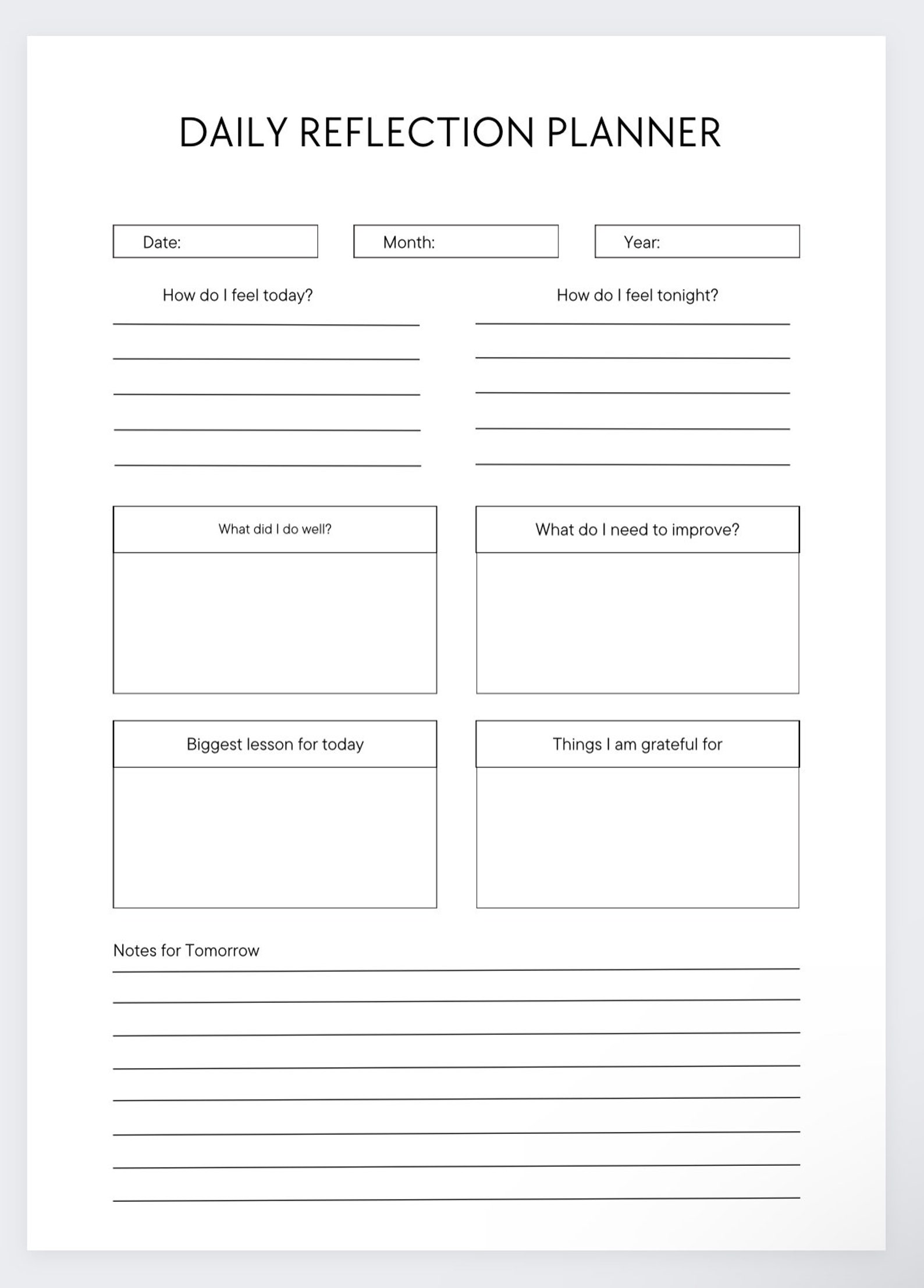 Daily Reflection Planner,reflection Planner,daily Gratitude Planner ...