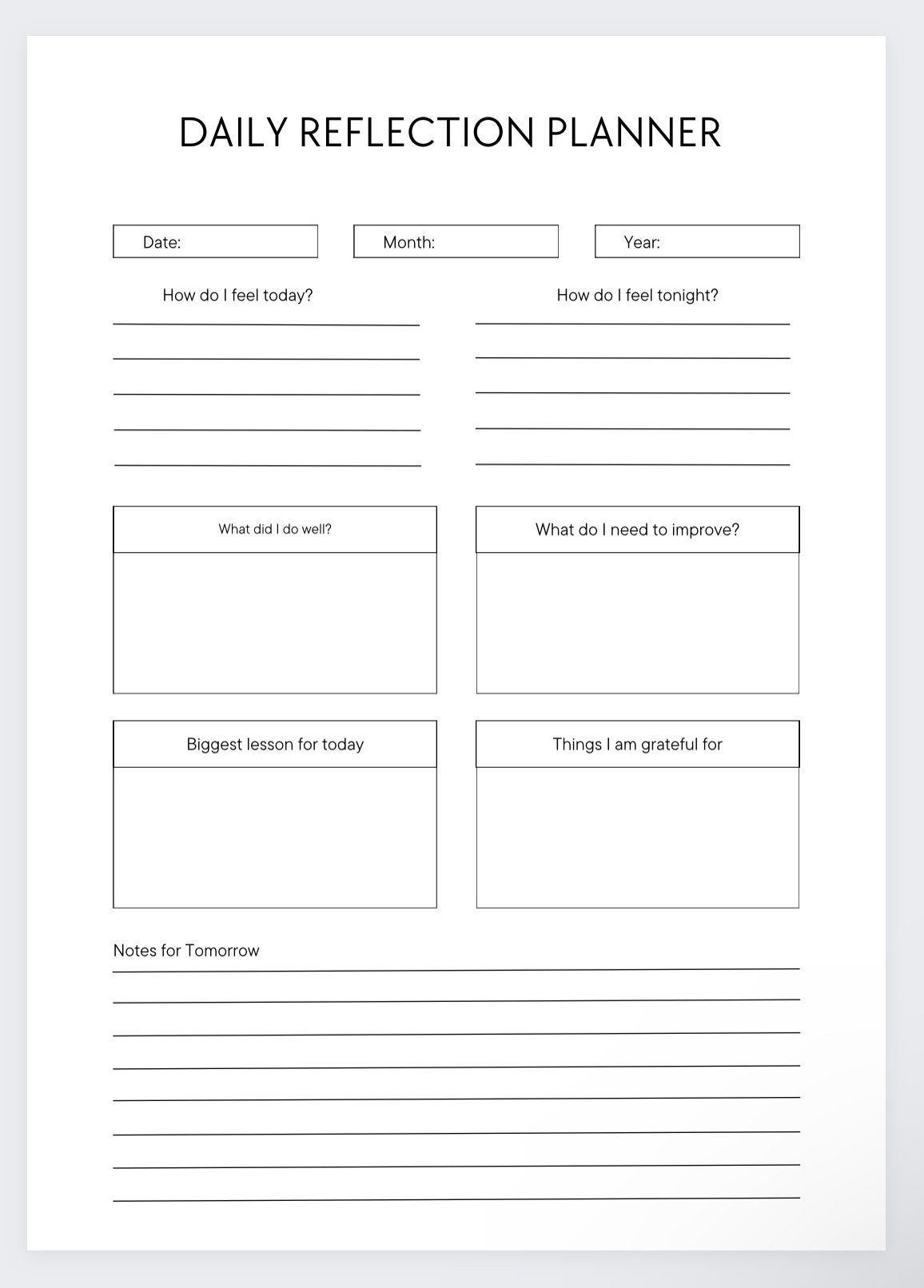 Daily Reflection Planner,reflection Planner,daily Gratitude Planner ...