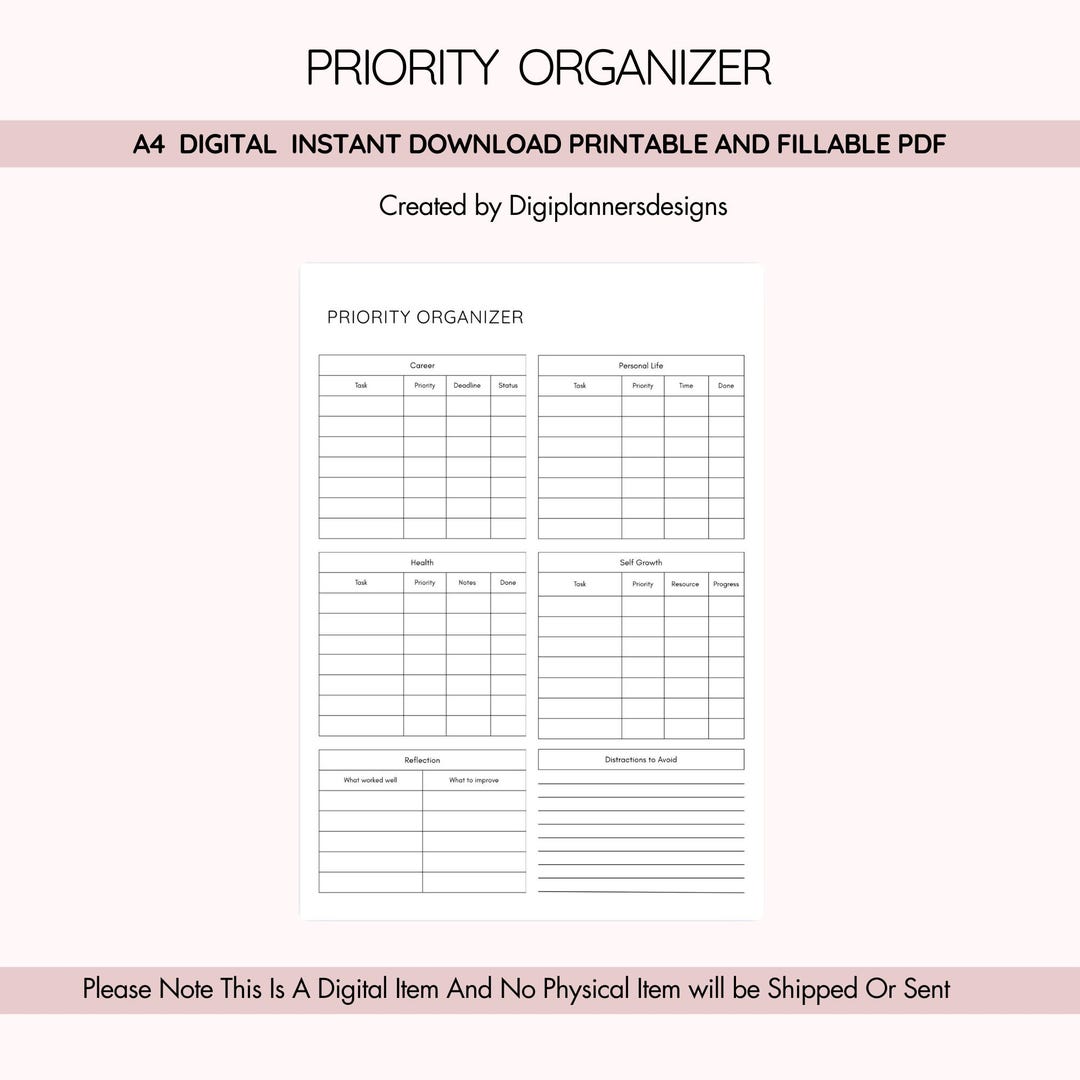 Priority Organizer ,daily Priority Planner,task Organizer,productivity ...