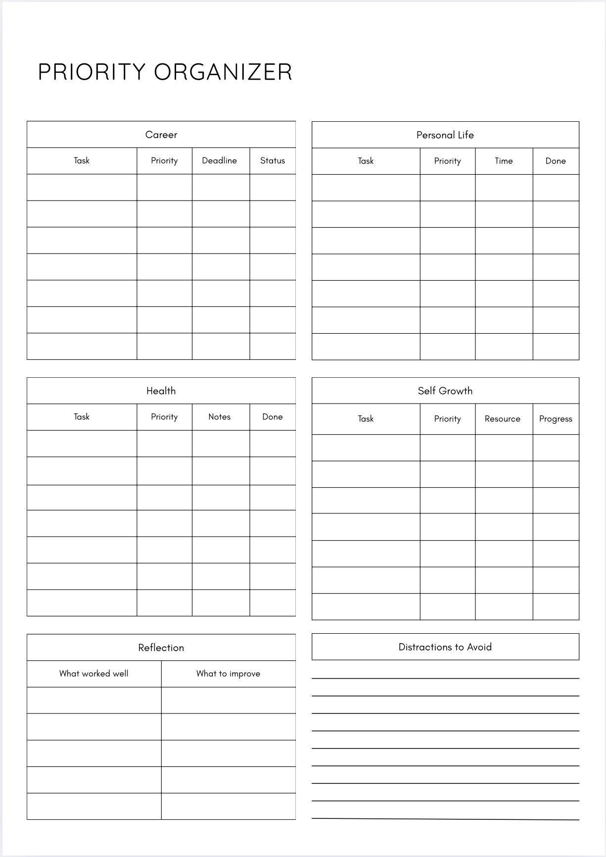 Priority Organizer ,daily Priority Planner,task Organizer,productivity ...