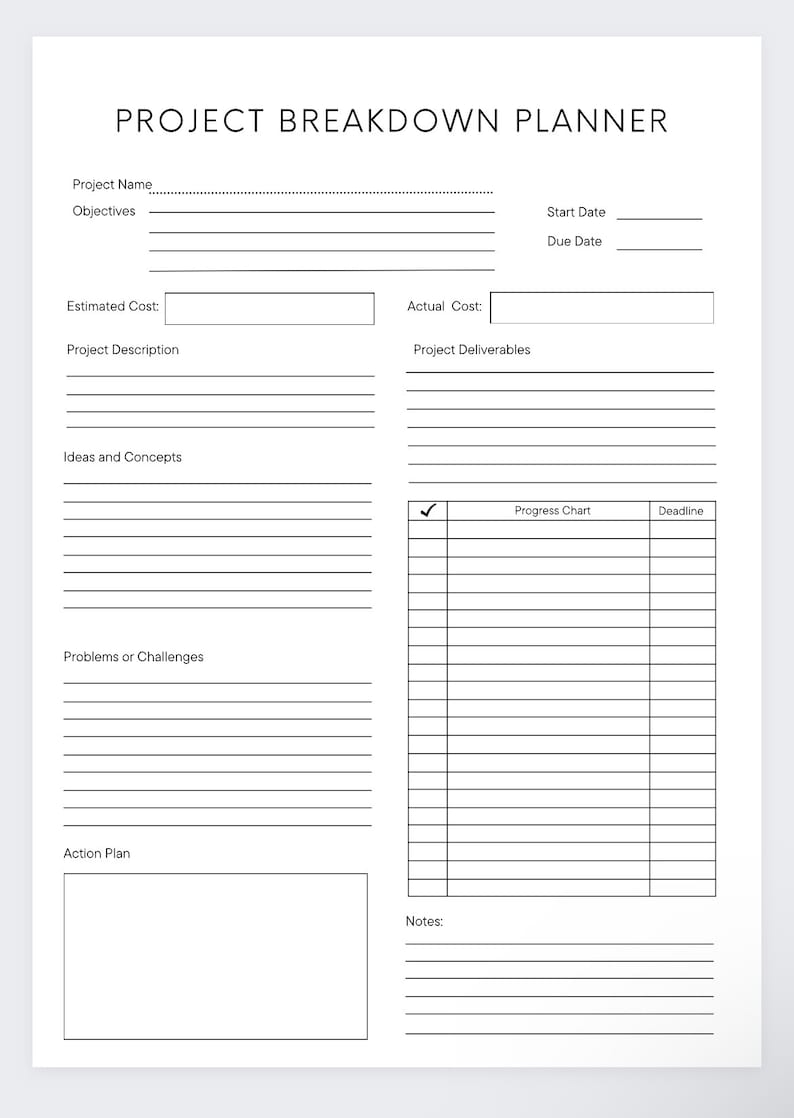 Project Breakdown Planner,project Delivery,meeting Agenda,project ...
