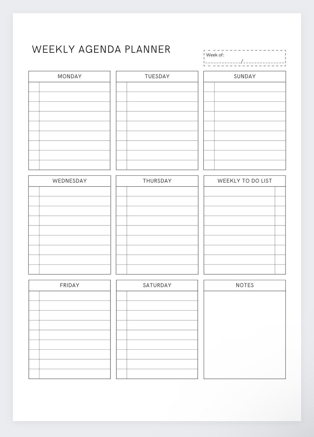 Weekly Agenda Planner,weekly Organizer,weekly Timeblocking,weekly Schedule,weekly Routine,weekly ...