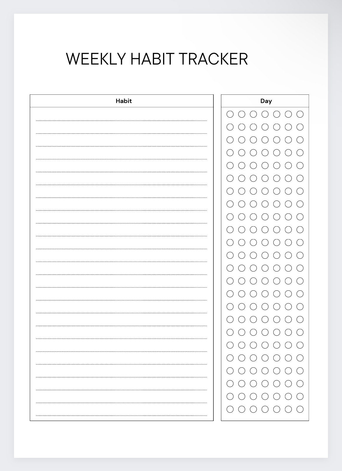 Weekly Habit Tracker7 Day Habit Challengeroutine - Etsy