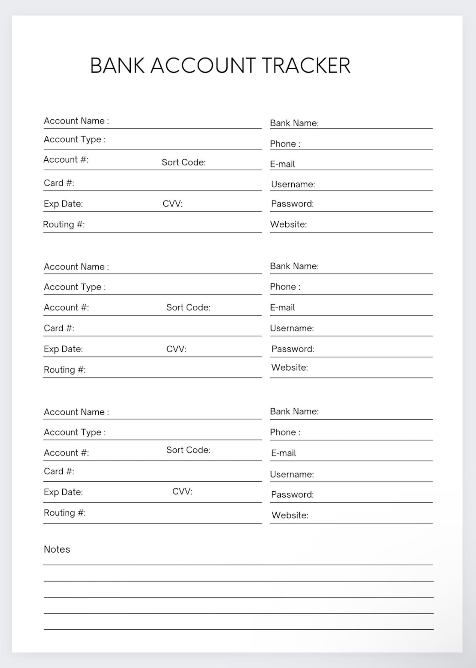 Bank Account Tracker,bank Account List,bank Account Details,finance ...
