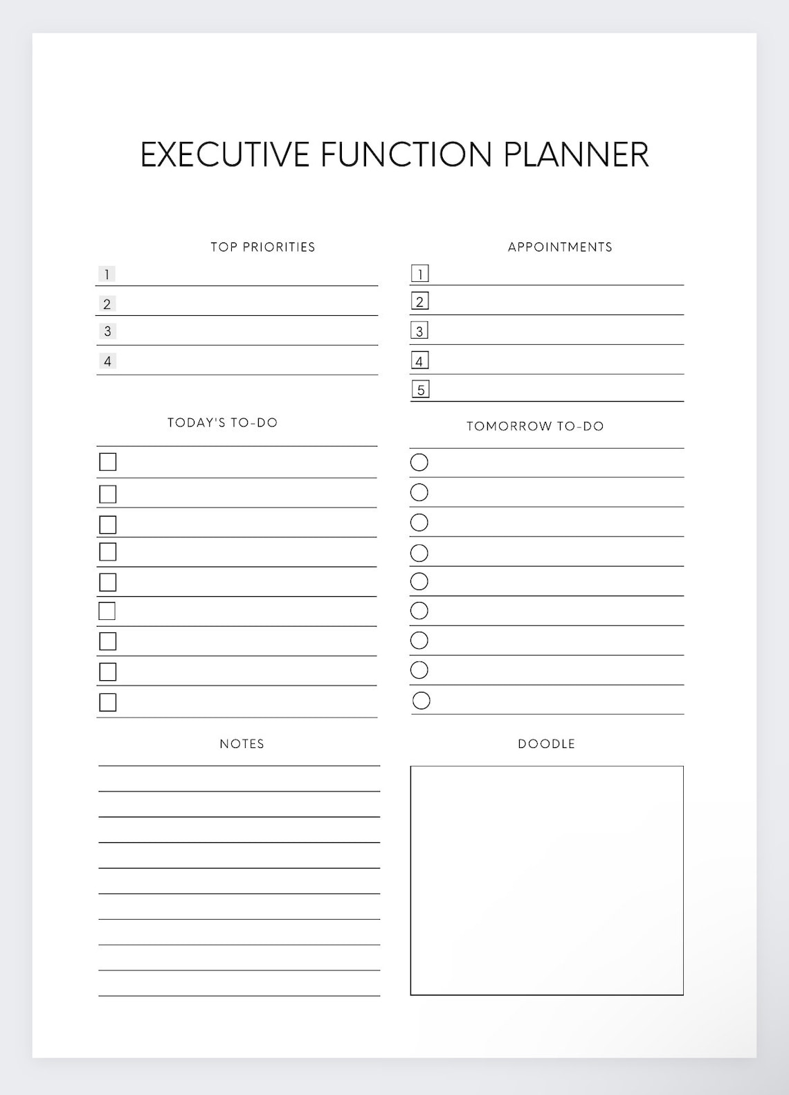 Executive Function Plannerbrain Dump Printablethought - Etsy