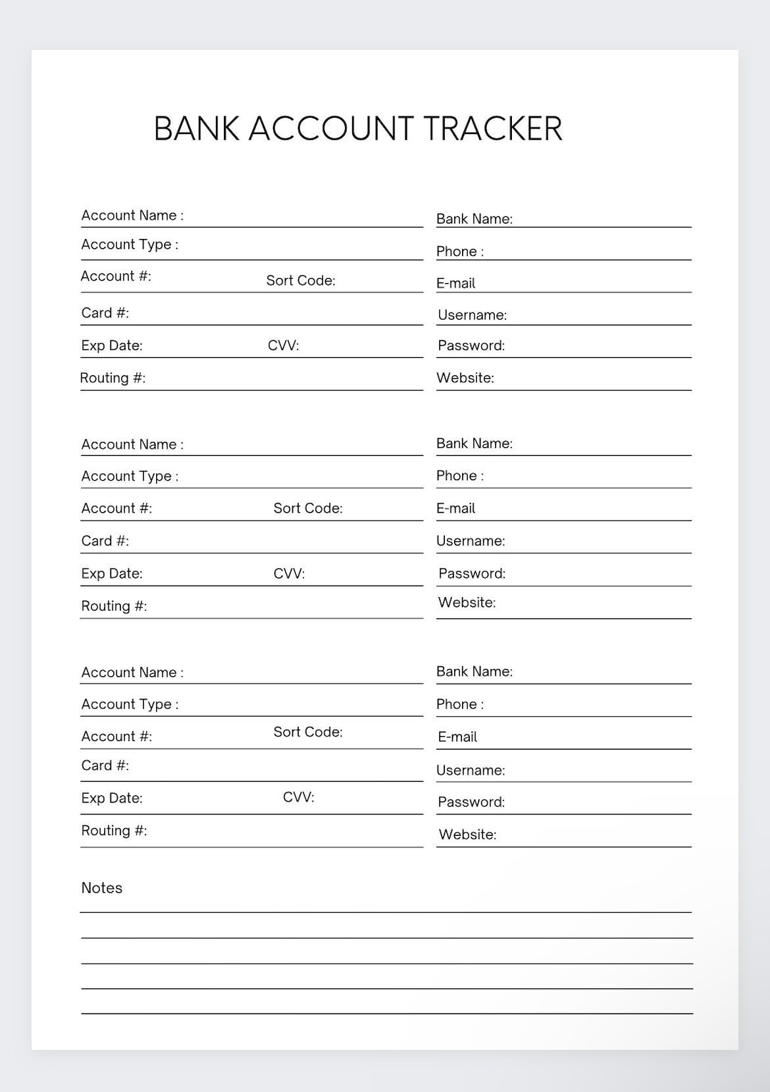 Bank Account Tracker,bank Account List,bank Account Details,finance ...