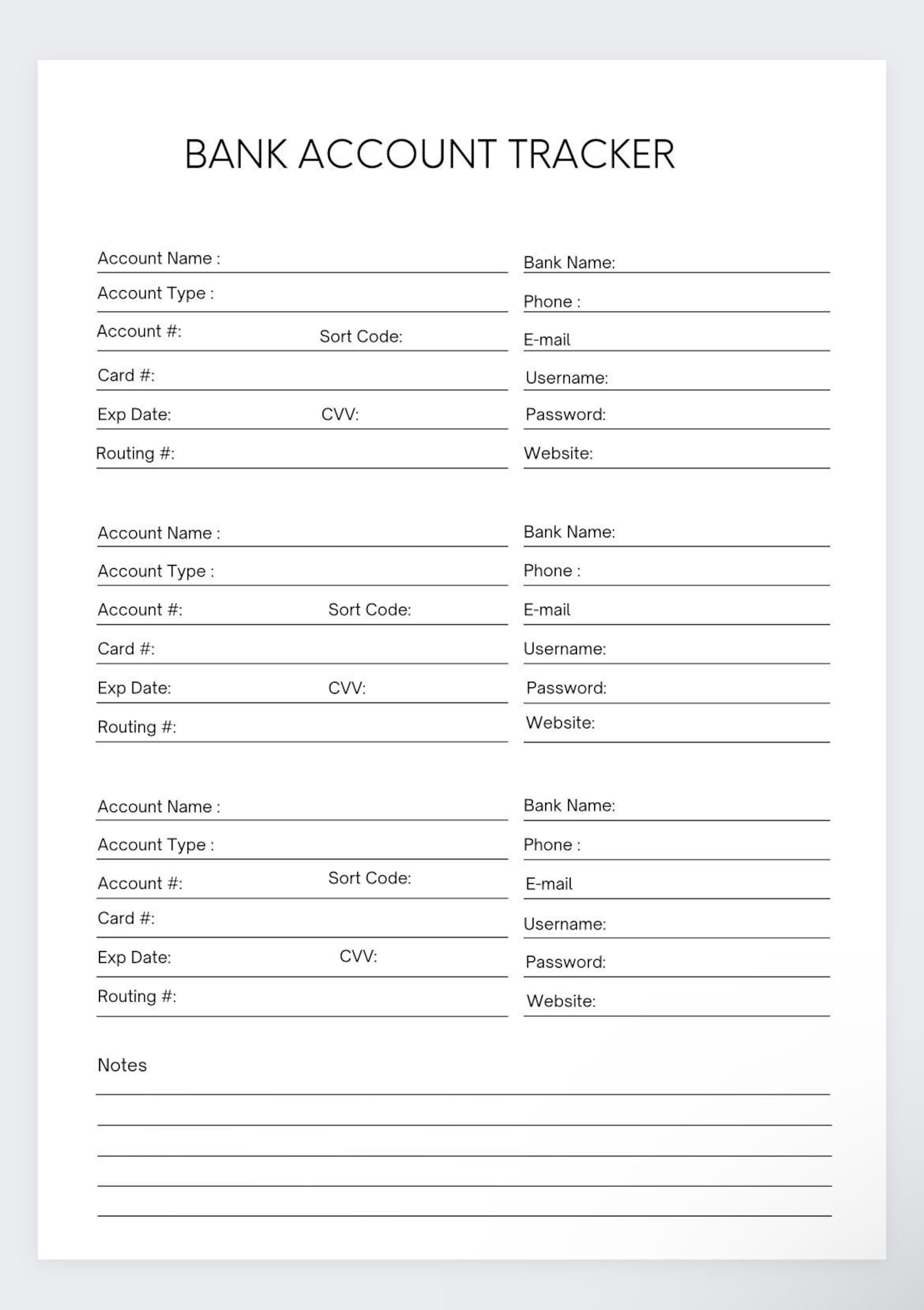 Bank Account Tracker,bank Account List,bank Account Details,finance ...