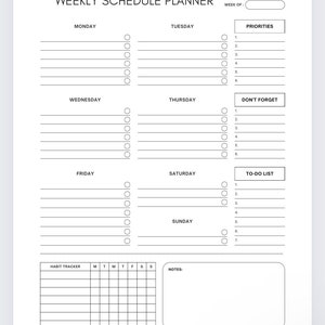 Weekly Schedule Planner,weekly Task Plans,weekly Planning Worksheet ...