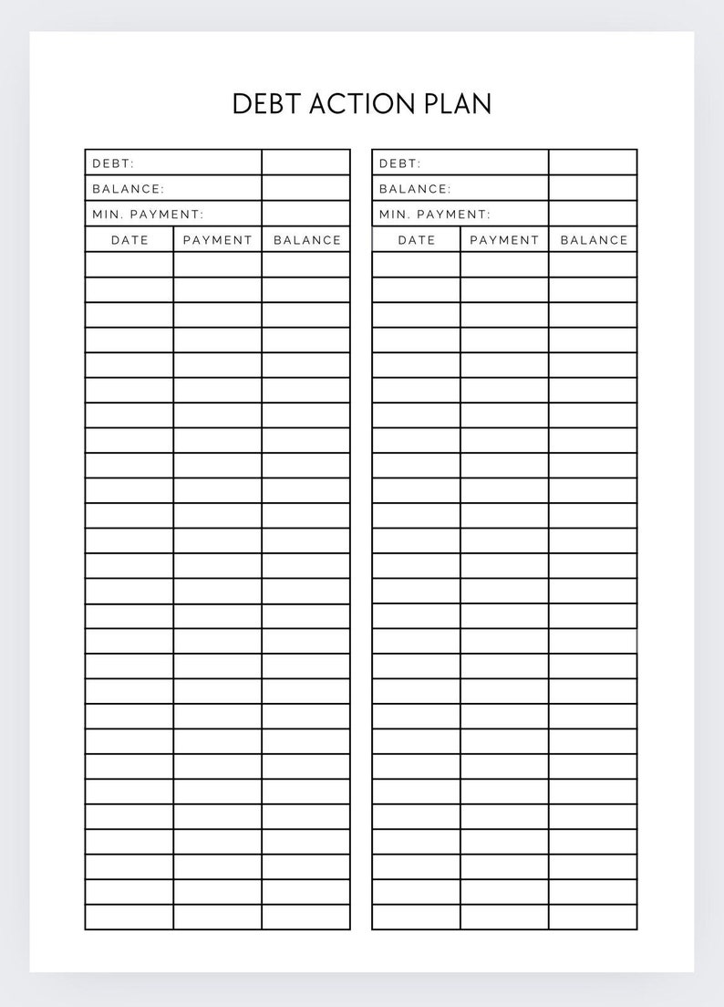 Debt Action Plan Template: Debt Snowball & Tracker (printable PDF) - Etsy