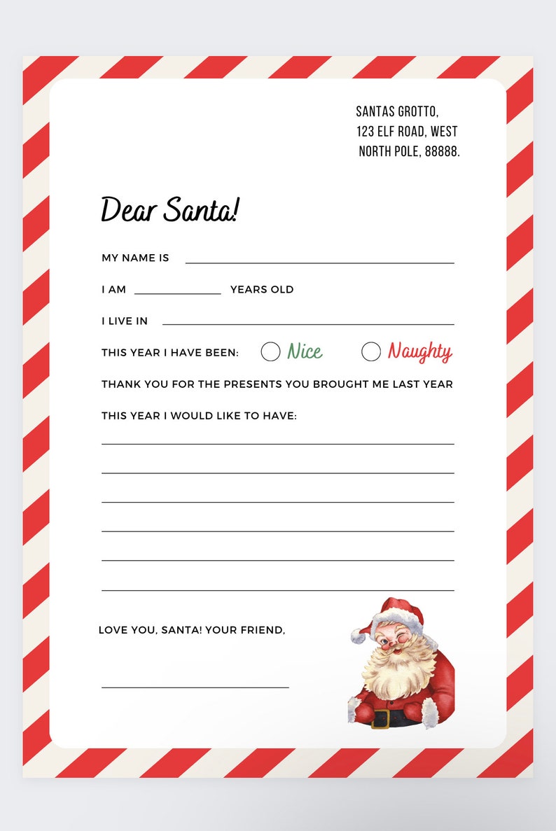 Christmas Letter to Santa,letter for Santa,christmas Wish List,santa ...