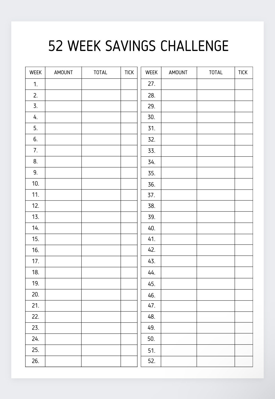 Plan De Ahorro De 52 Semanas