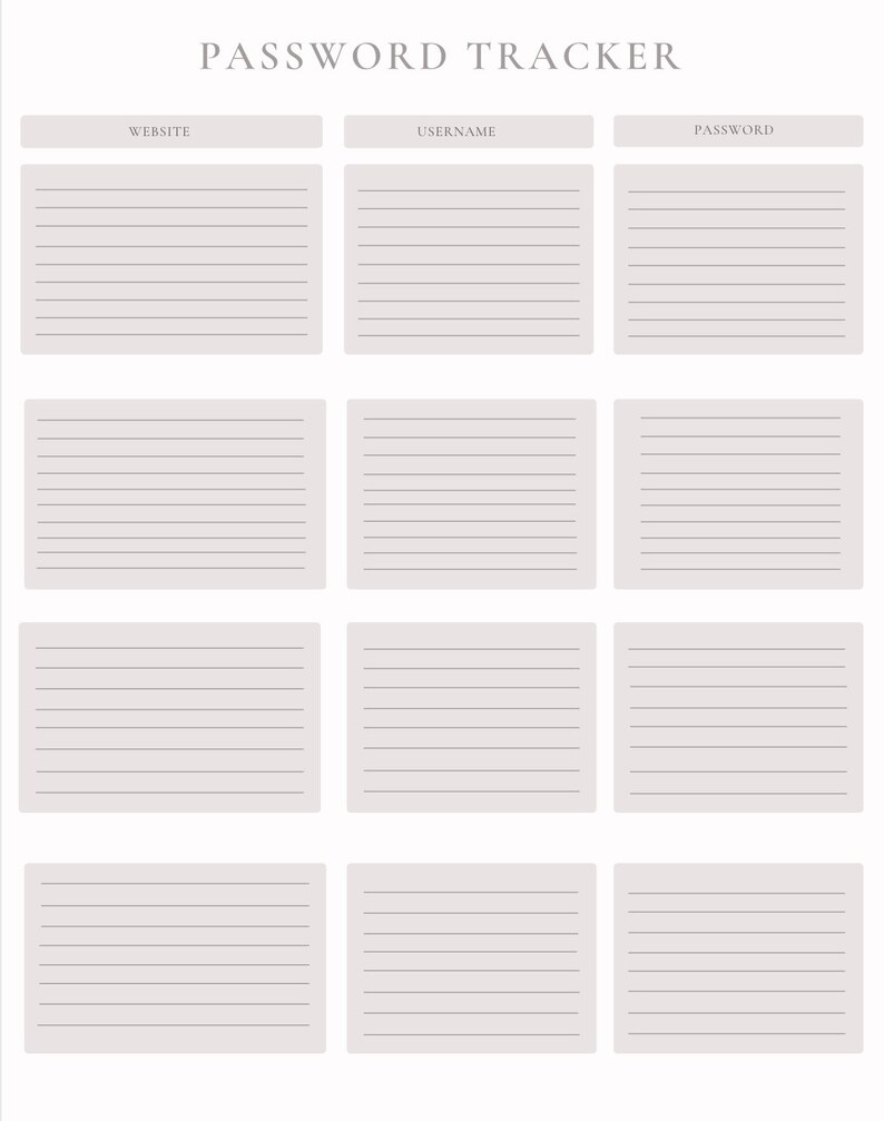 Password Keeper Password Log Password Tracker Printable - Etsy