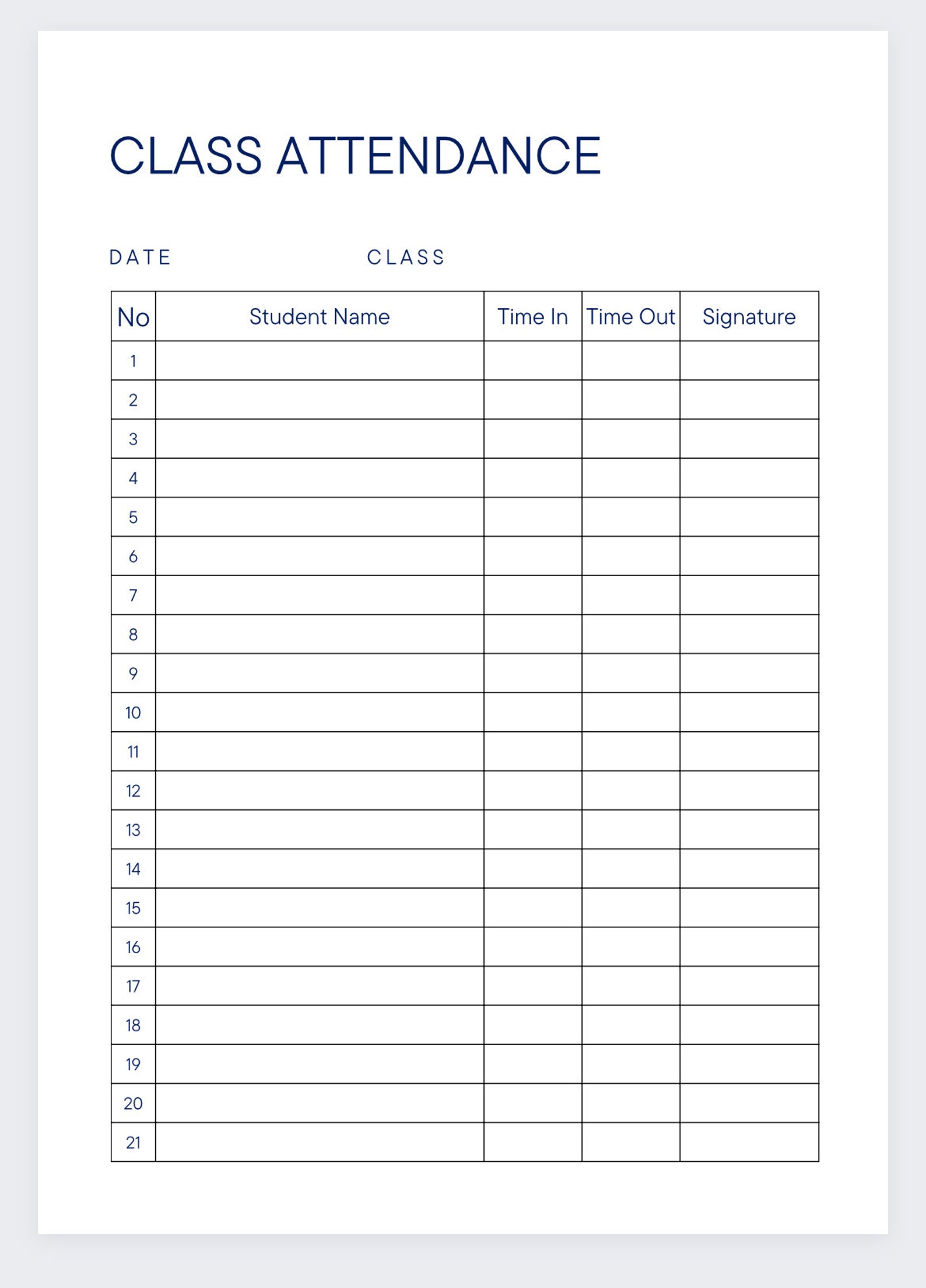 Classroom Attendance,printable Attendance Template,student Attendance ...