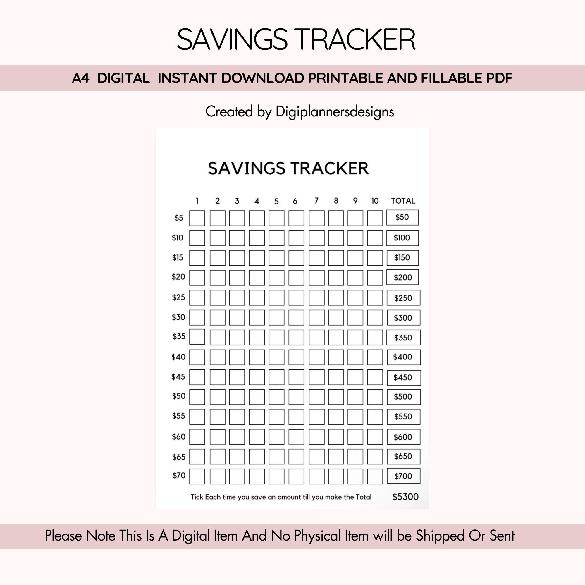 Saving Grid,savings Challenge,savings Chart,save 5000,savings Log ...