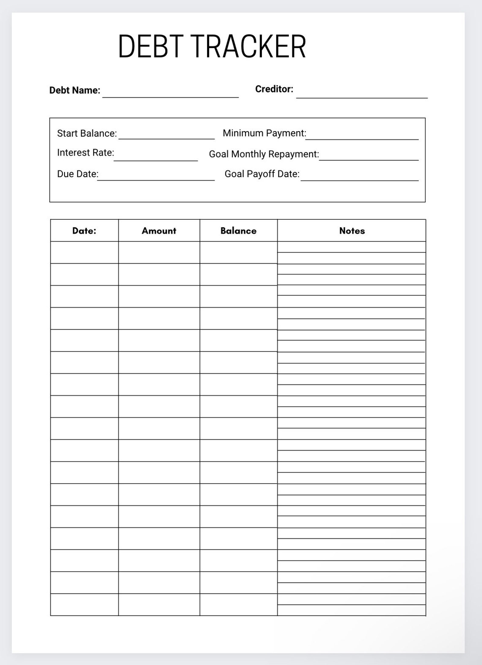 Debt Payoff Tracker,debt Payment,debt Tracker,debt Schedule,debt Payoff ...