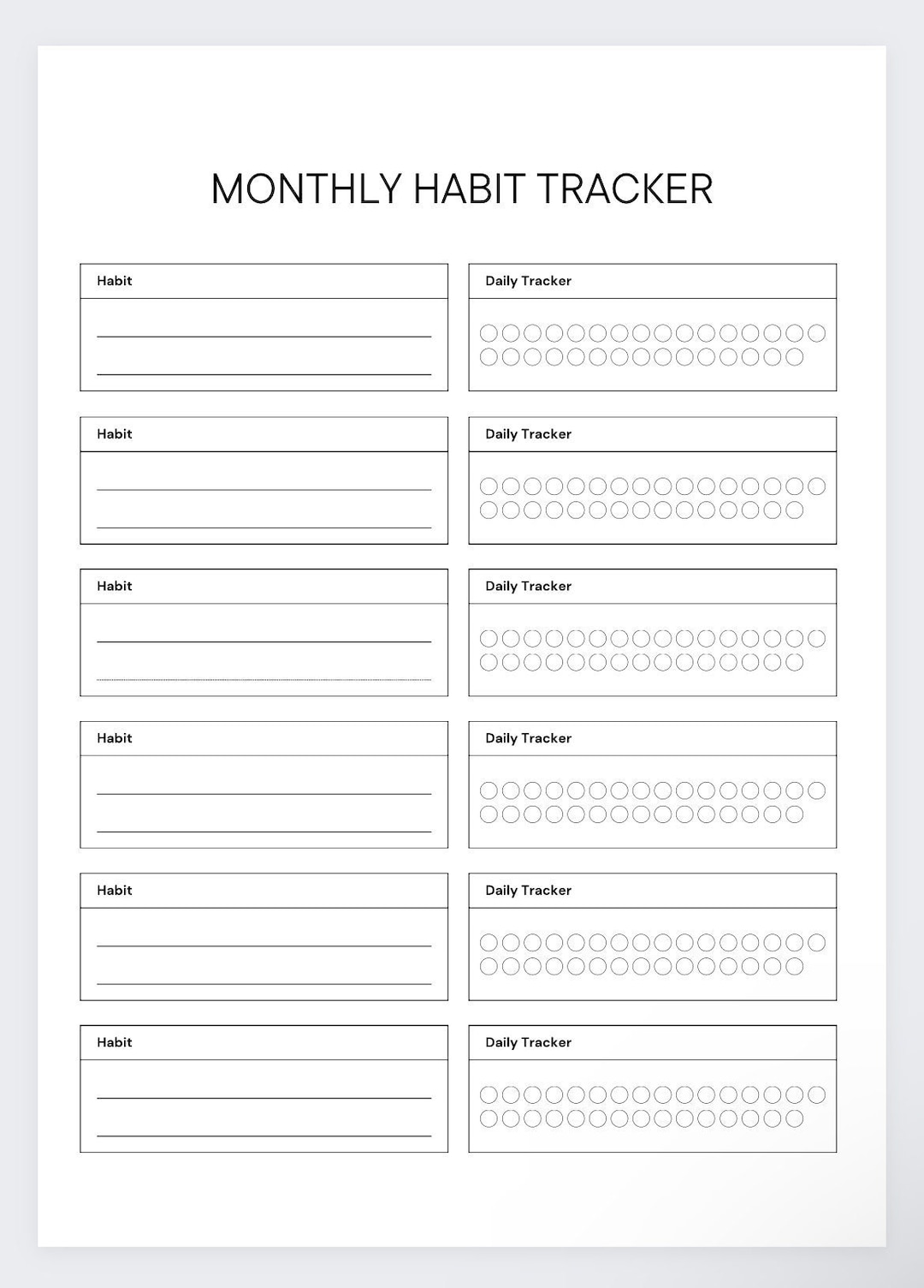 Monthly Habit Tracker,30 Day Habit Challenge,routine Tracker,weekly ...