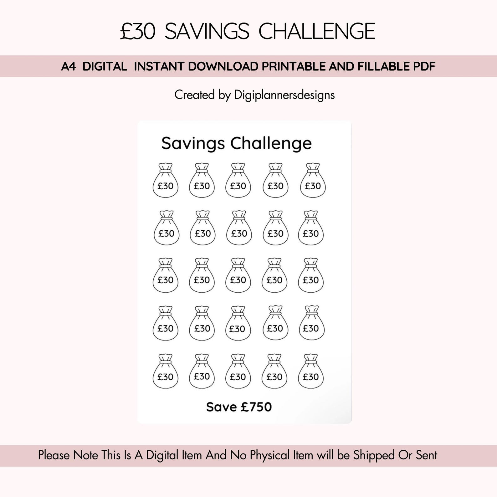 30 Pound Challenge,savings Challenge,money Savings,pound Challenge ...