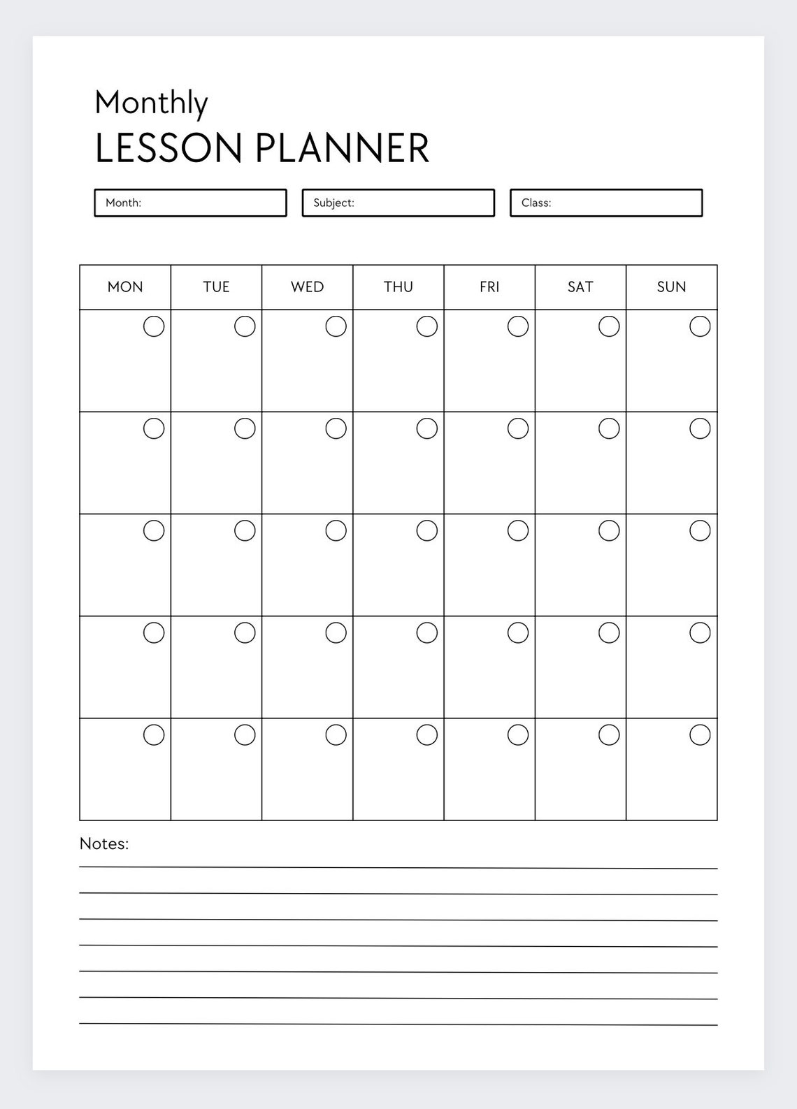 Lesson Plan Template Lesson Planner Printable Homeschool - Etsy