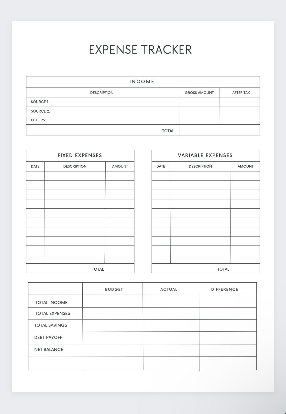 Expense Tracker Template,budget Planner,financial Organizer,personal ...
