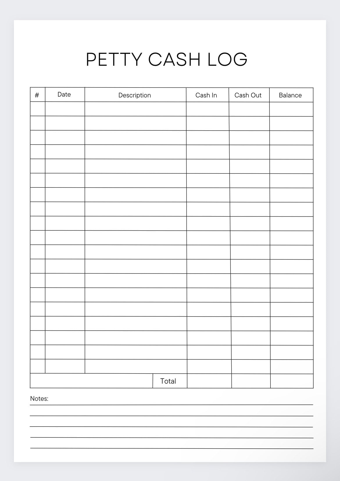 Petty Cash Log,petty Cash Tenplate,petty Cash Tracker,petty Cash ...