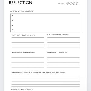 Month End Self Reflection Planner,monthly Reflection Journal,personal ...