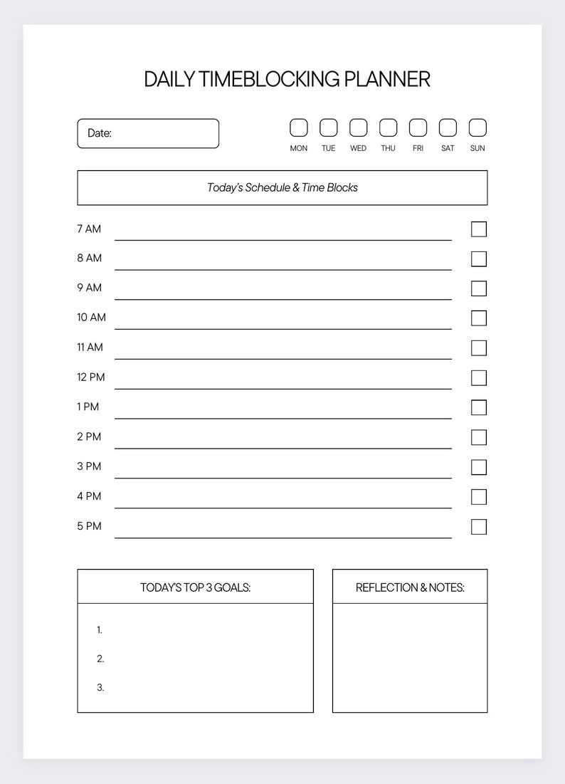 Daily Timeblocking,timeblocking Planner Printable,daily Schedule ...