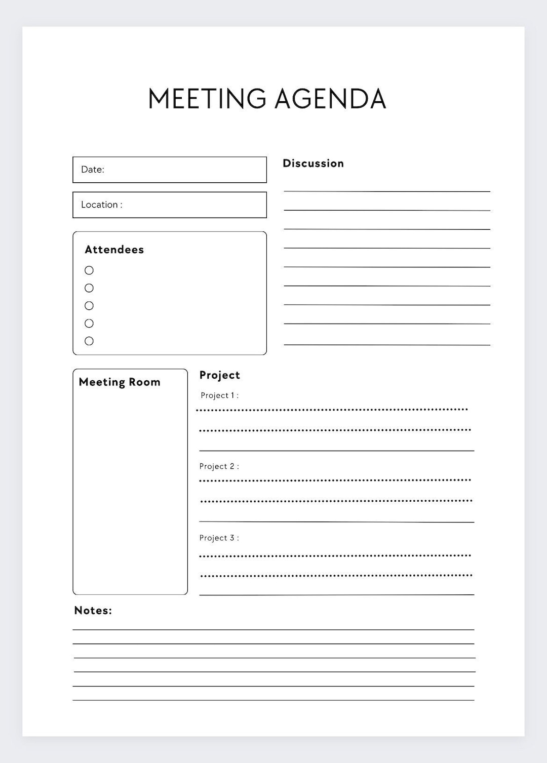 Meeting Agenda Planner,meeting Minutes,business Note Taking,meeting ...