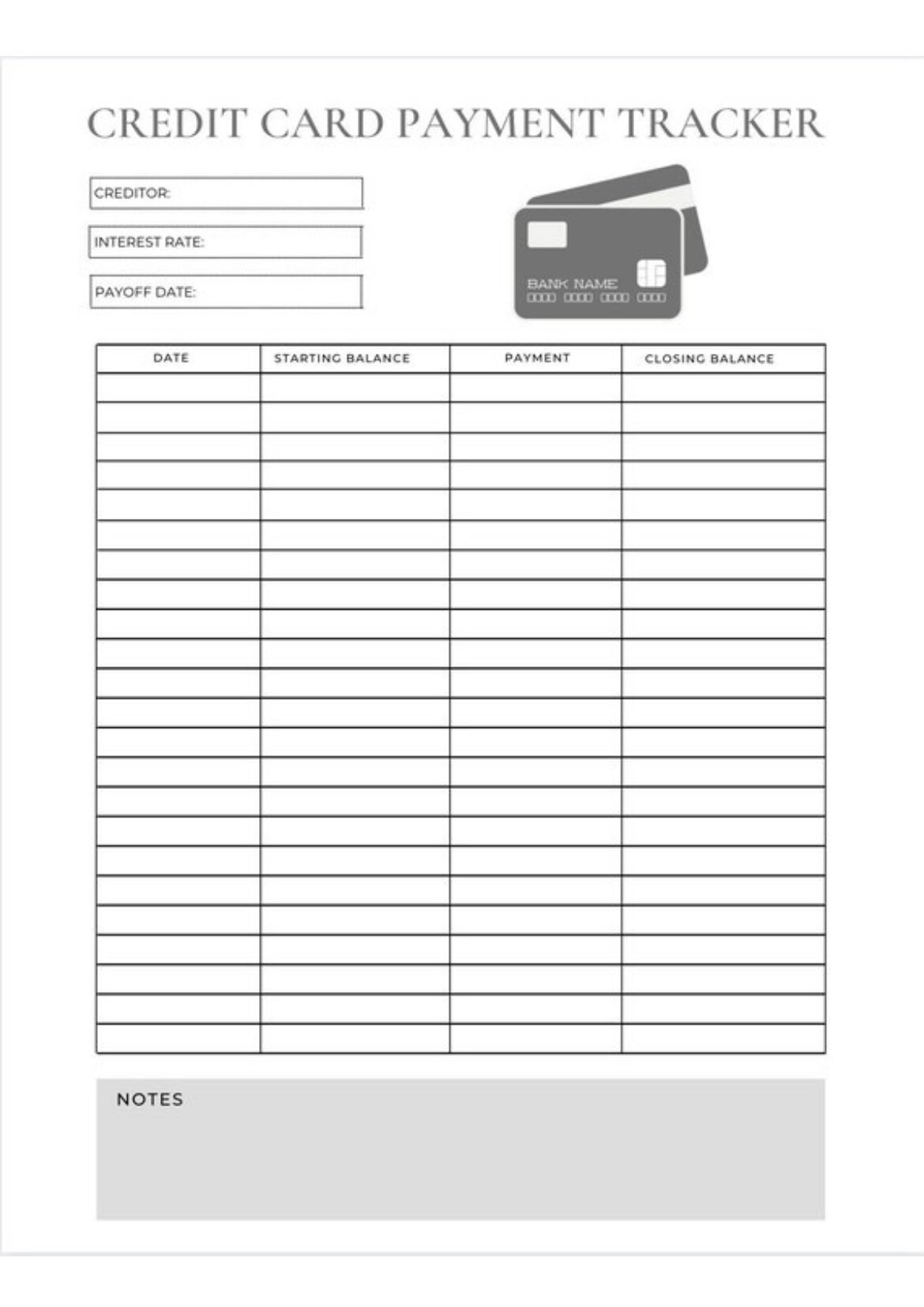 Credit Card Payment Tracker Credit Card Payoff Debt Tracker | Etsy
