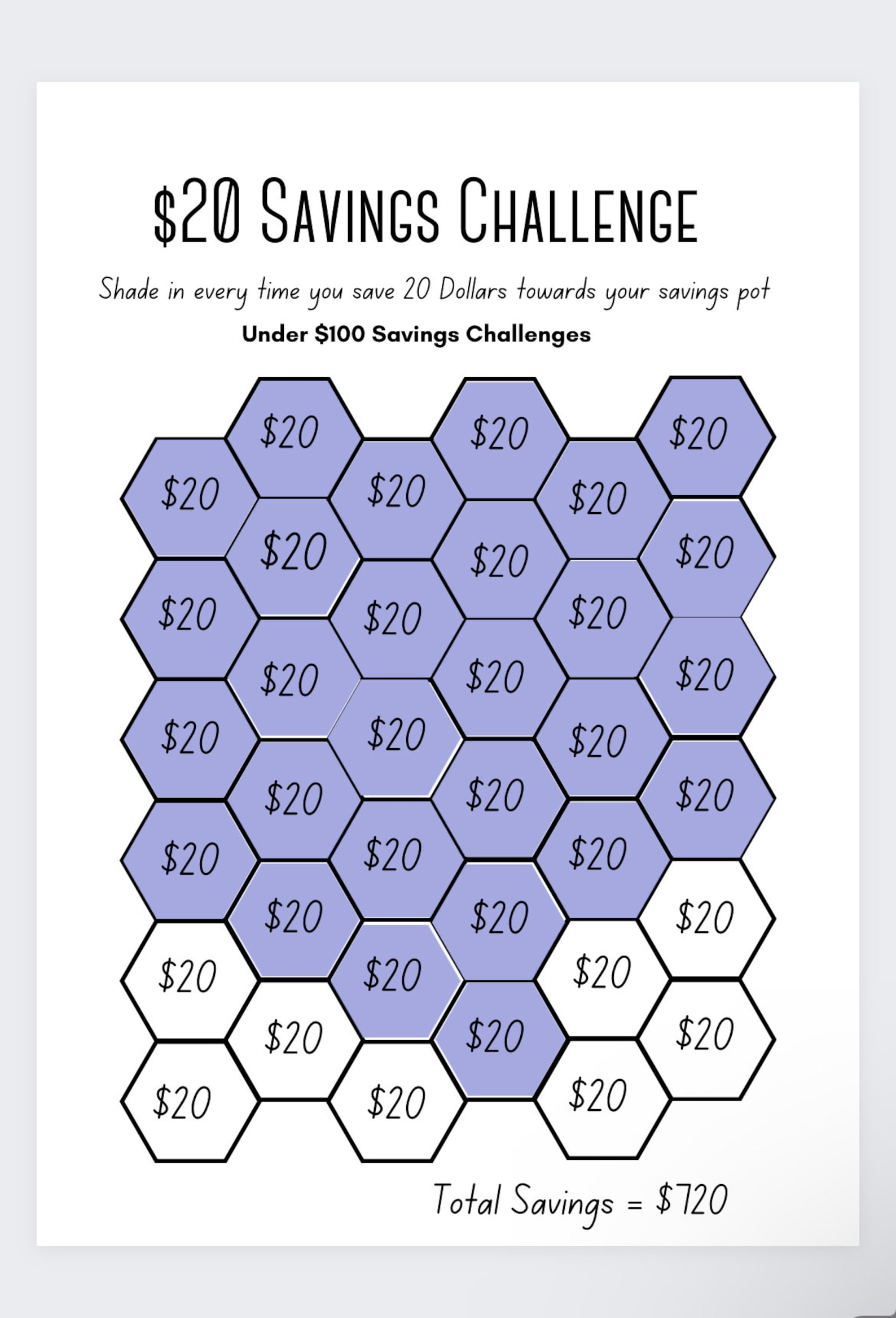 20 Dollar Saving Challenge,savings Box, Savings Jar, Saving Money,money ...