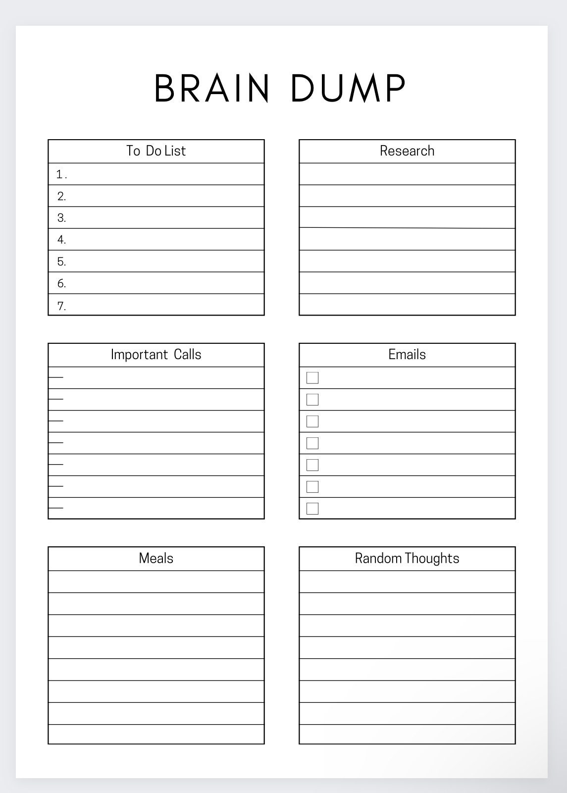 Brain Dump Printable Thought Organizer ADHD Brain Dump - Etsy UK