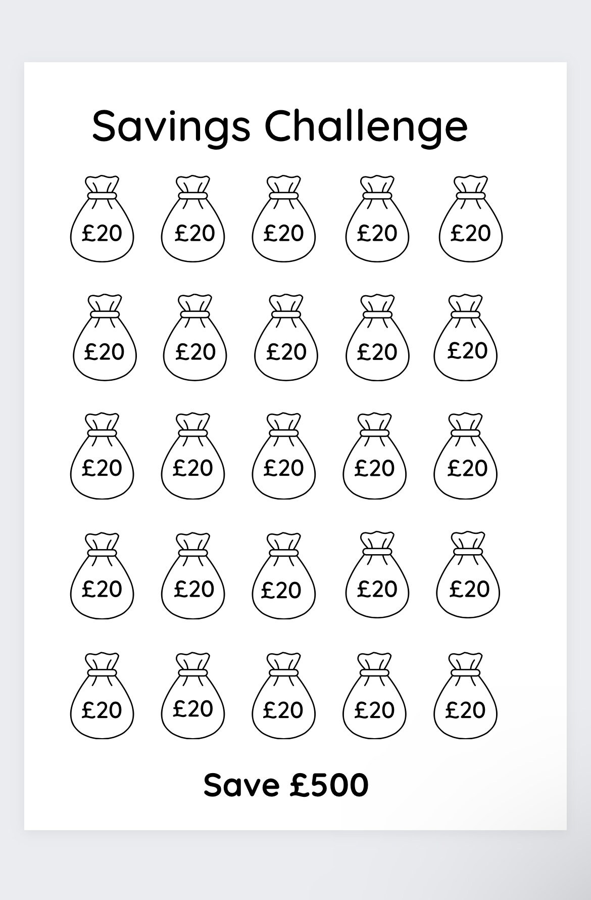 20 Pound Challenge,savings Challenge,money Savings,pound Challenge ...