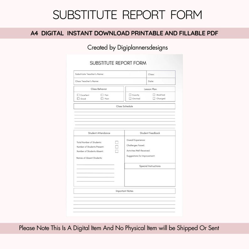 Substitute Teacher Planner,classroom Lesson Planner,teacher Organizer ...