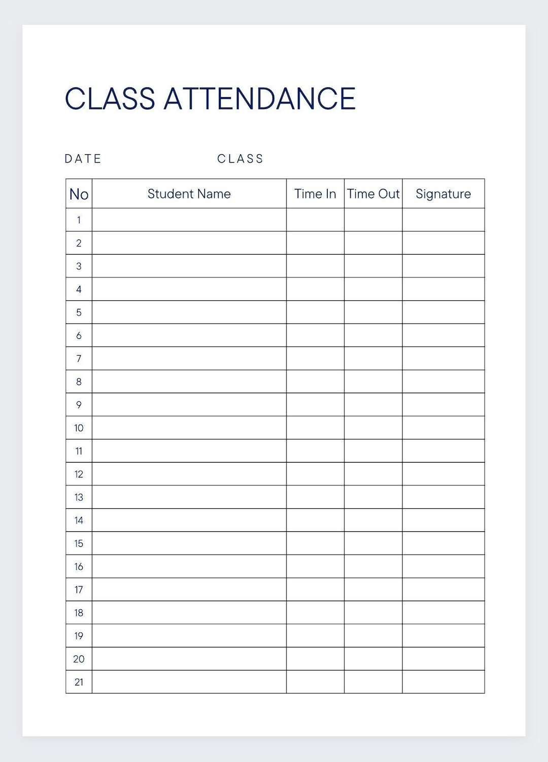 Classroom Attendance,printable Attendance Template,student Attendance ...