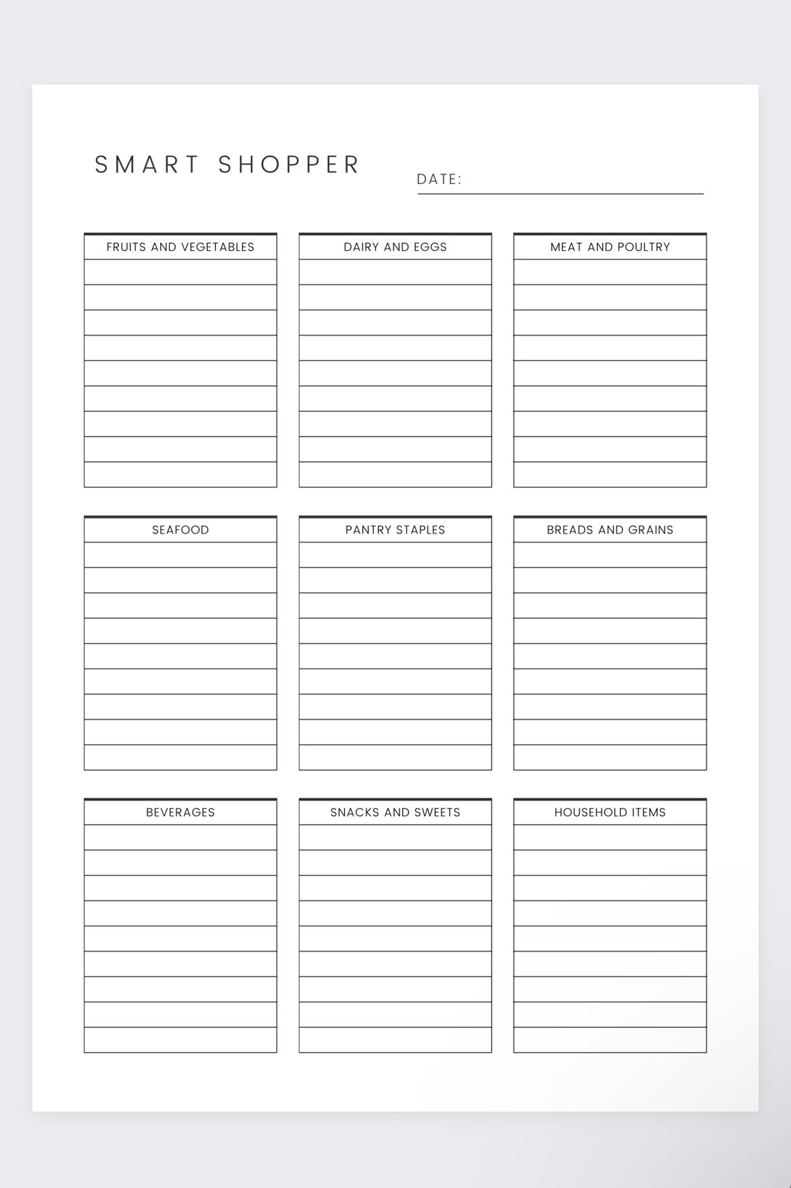 Smart Shopper Planner,shopping List Planner,grocery List,shopping ...