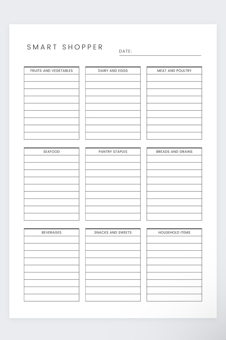 Smart Shopper Planner,shopping List Planner,grocery List,shopping ...