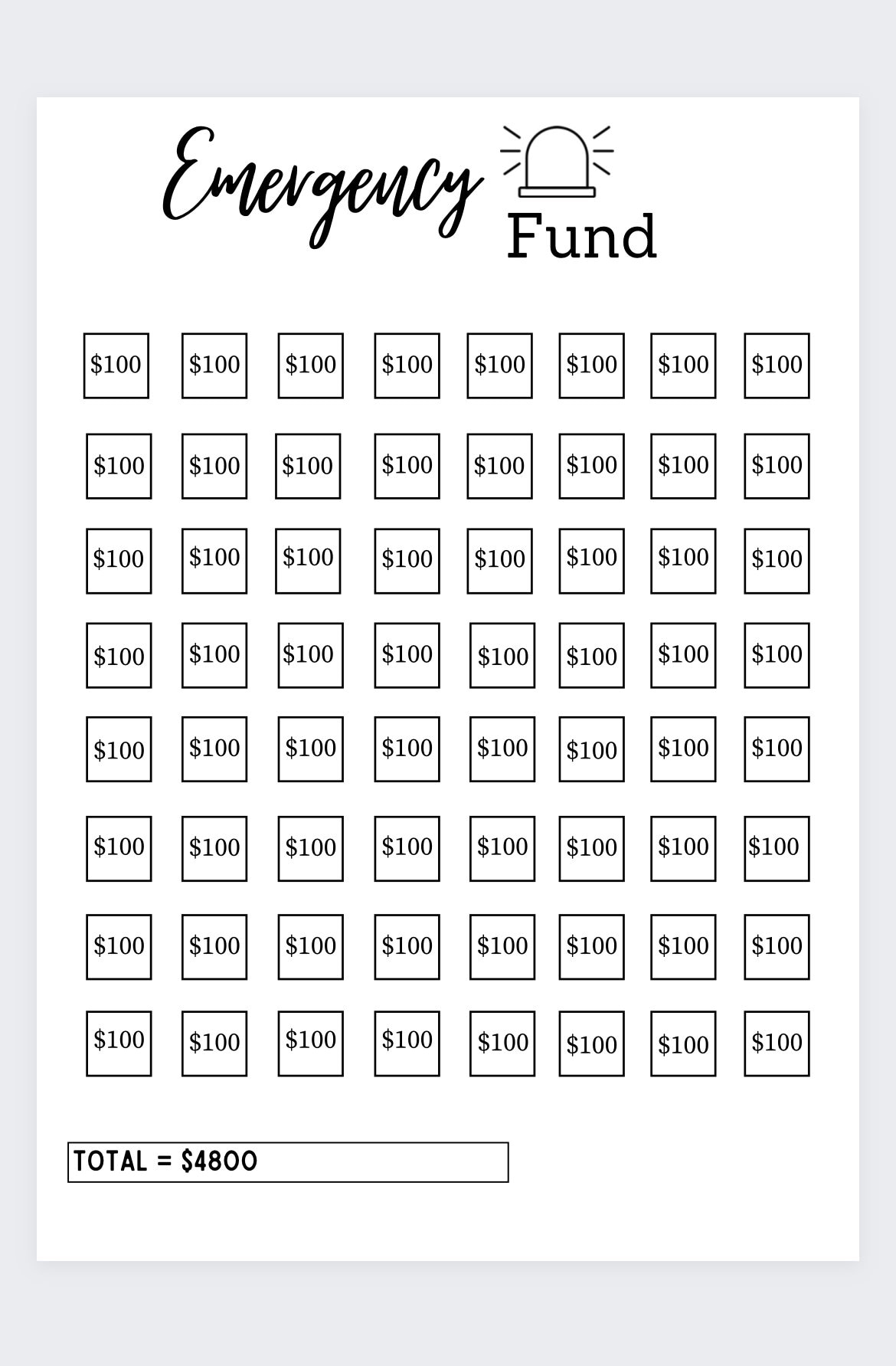 Emergency Savings Fund Tracker Savings Tracker (Download Now) - Etsy