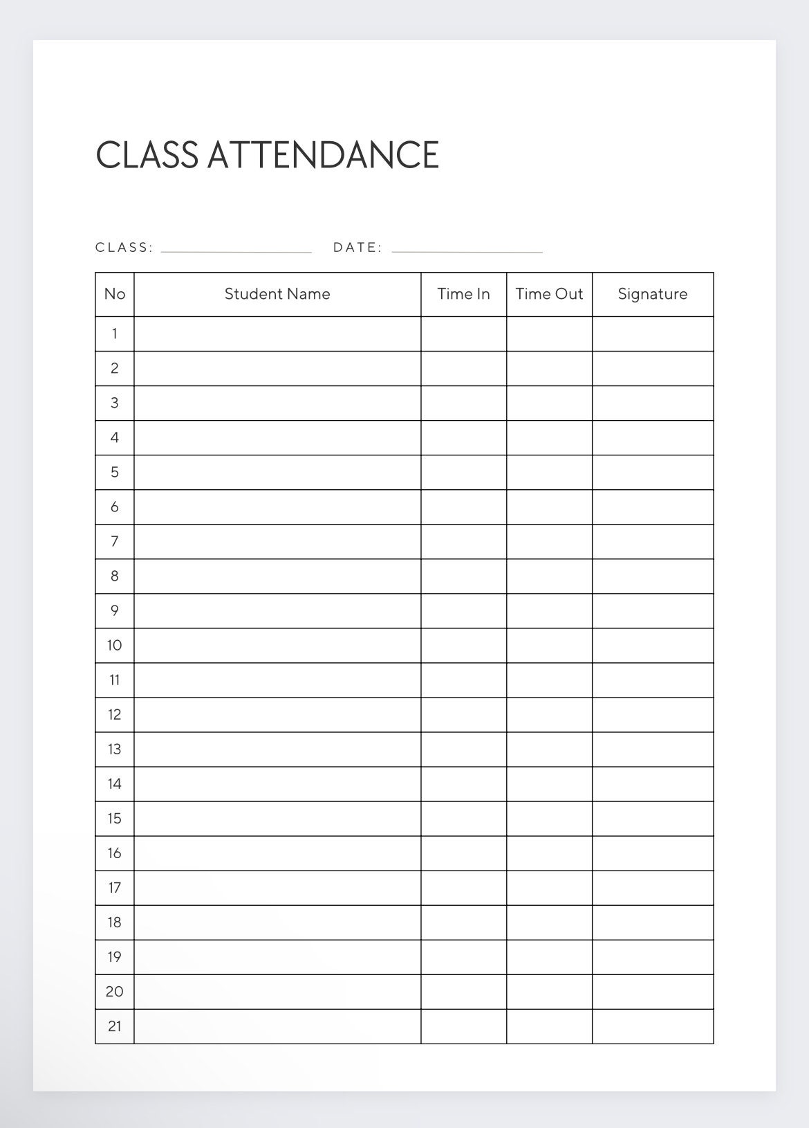 Class Attendance Sheet, Student Attendance Tracker, Teacher Planner ...
