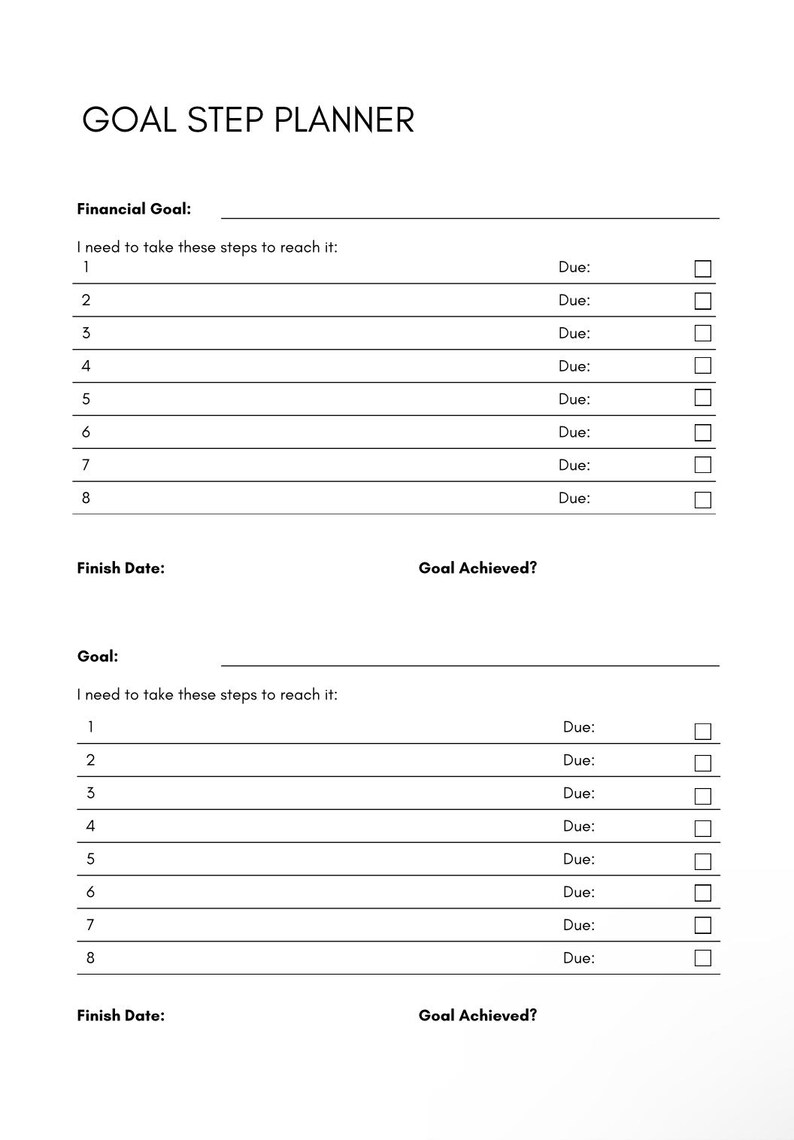 Goal Step Planner,smart Goals Tracker,productivity Planner,goal Planner ...