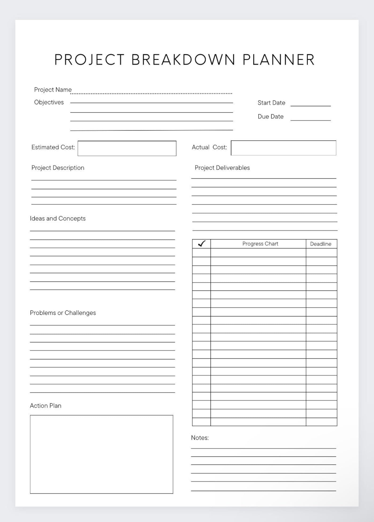 Project Breakdown Planner,project Delivery,meeting Agenda,project ...