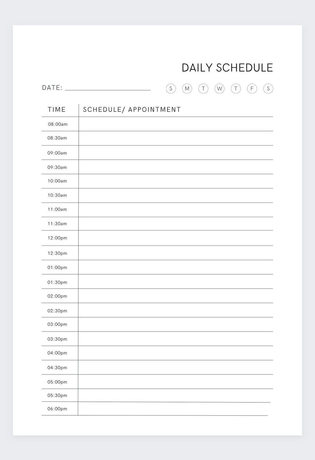Daily Schedule,day in a Year,daily Appointments,hourly to Do List,daily ...