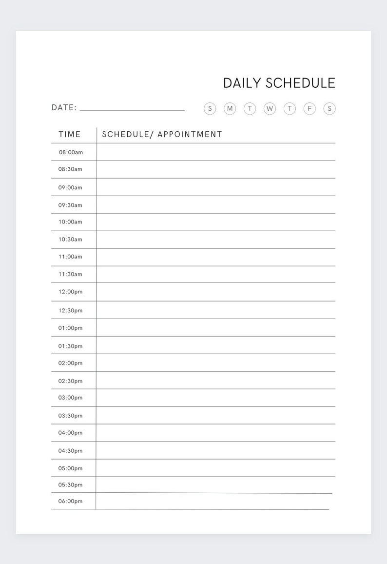 Daily Schedule,day in a Year,daily Appointments,hourly to Do List,daily ...